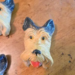 terrier | Accents | Vintage Terrier Dog Heads Chalkware Mid Century ...